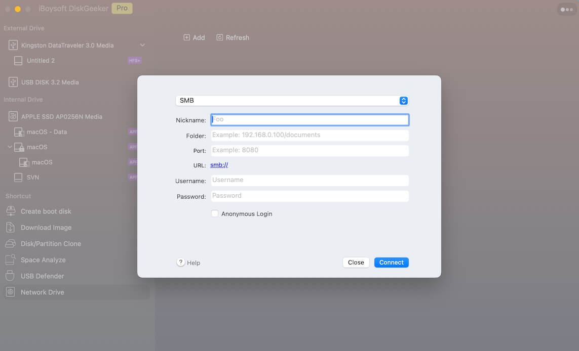 IBoysoft DiskGeeker Online Help The Network Drive Connection Feature
